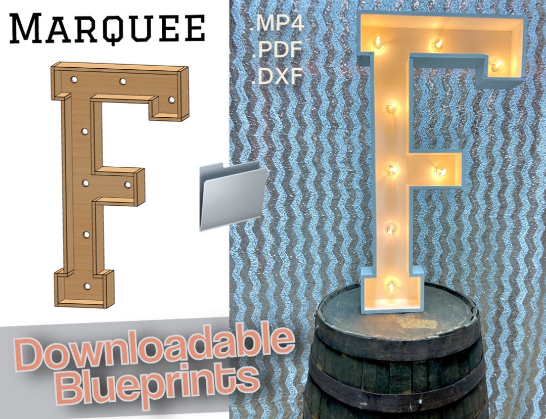 3ft Marquee Letter - F - Marquee Blueprints & Plans - Digital Template ...