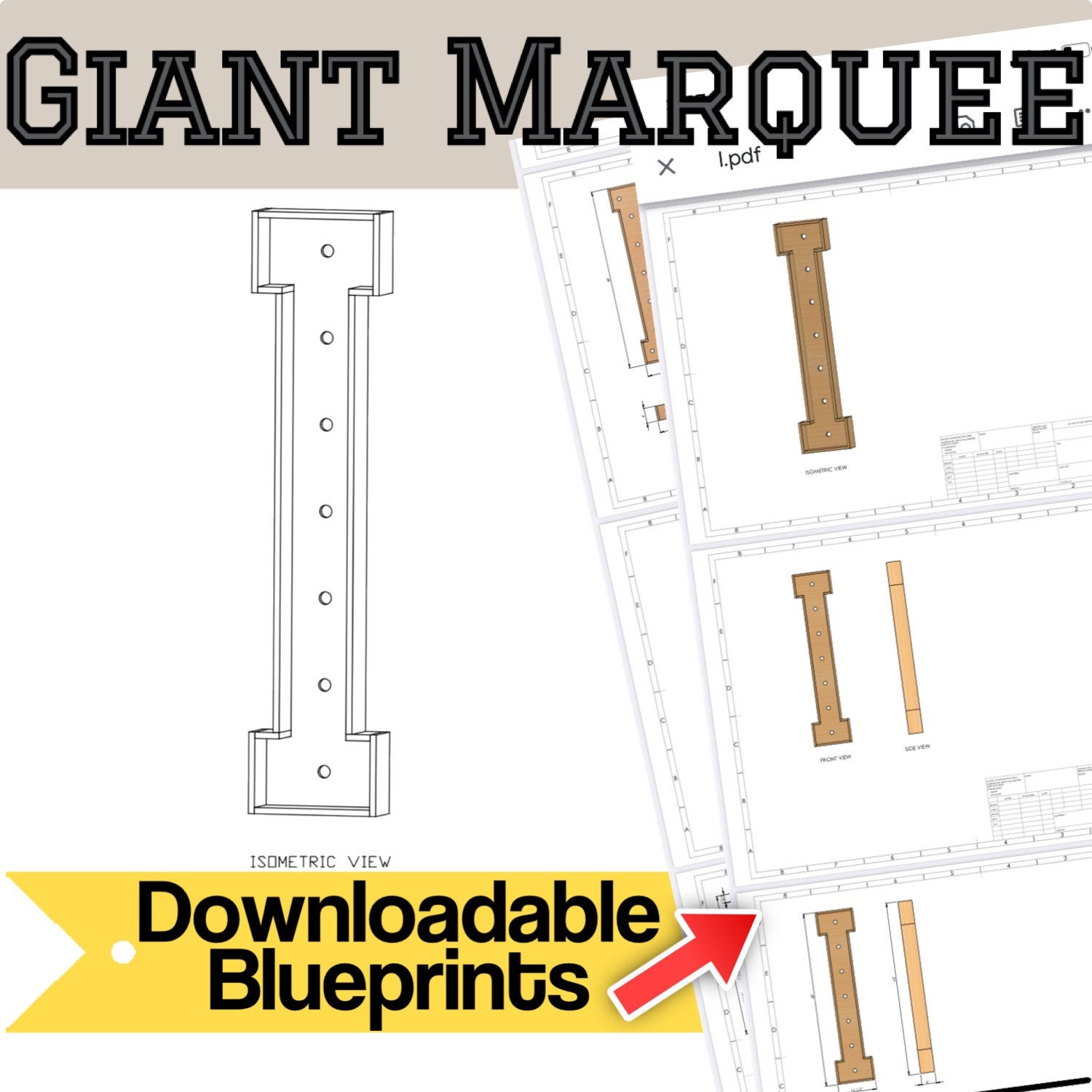 4ft Letter I Build Plans & Blueprints Digital Template - Etsy
