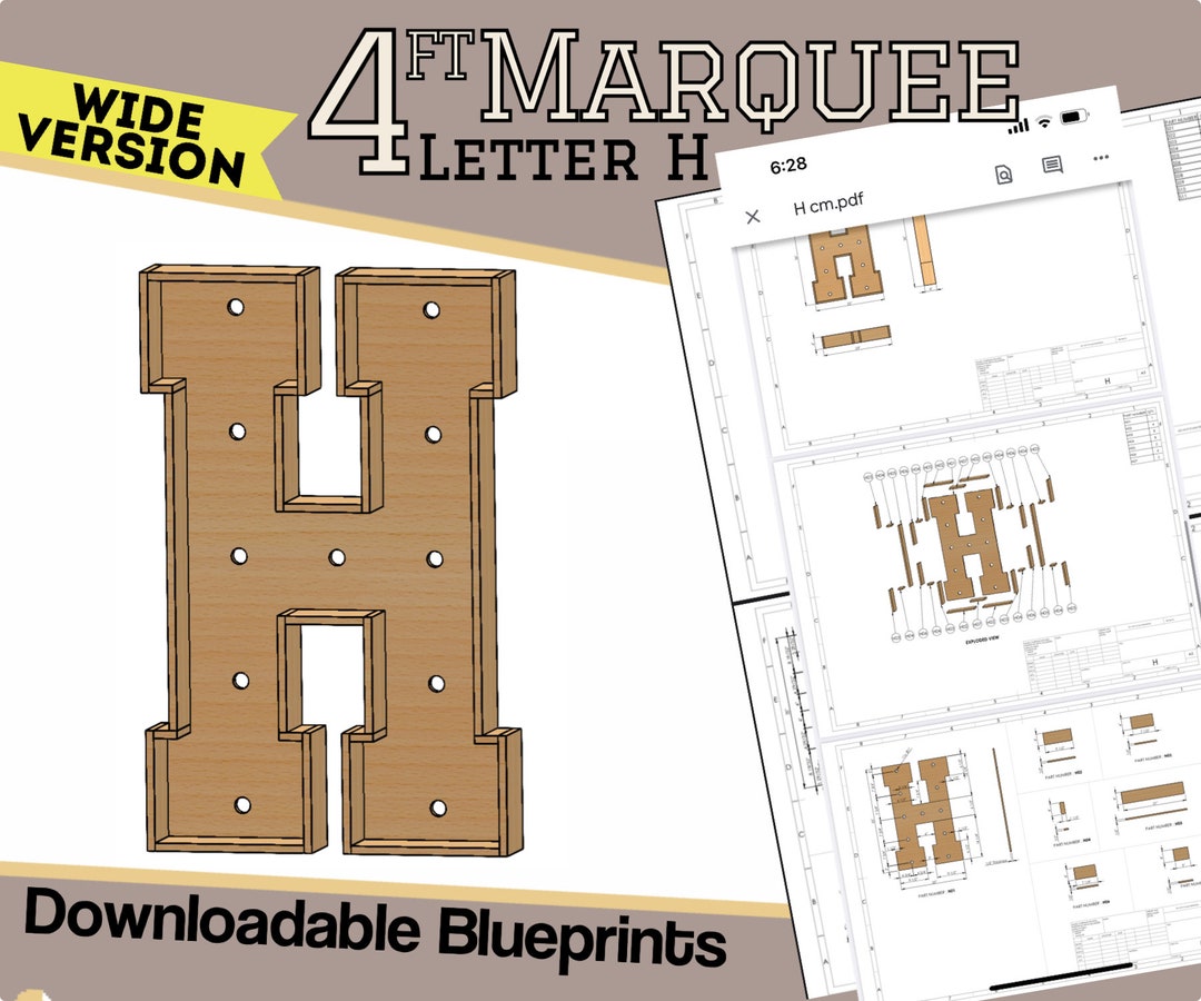 4ft Wide Version - Letter H - Build Plans & Blueprints - Digital ...