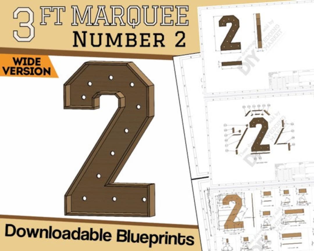 3ft Wide Version - Number 2 Marquee Letter Build Plans & Blueprints ...