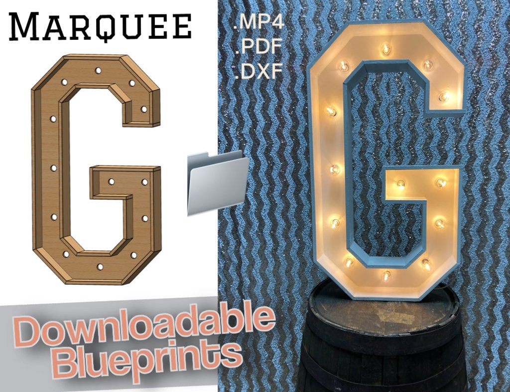 3ft Letter G Marquee Build Plans Digital Template for - Etsy
