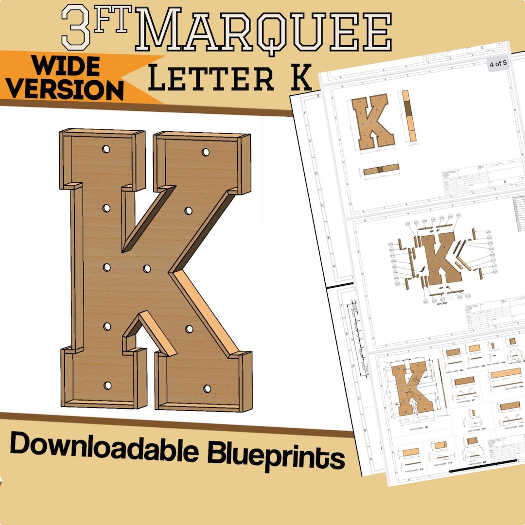 3ft Wide Version - Letter K - Build Plans & Blueprints - Digital ...