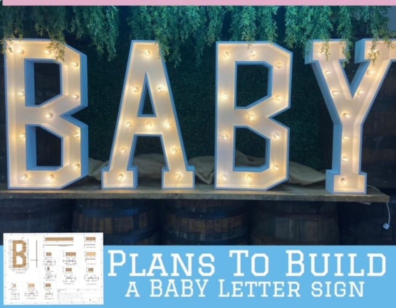 3ft Baby Light up Marquee Sign Plans Includes Measurements - Etsy