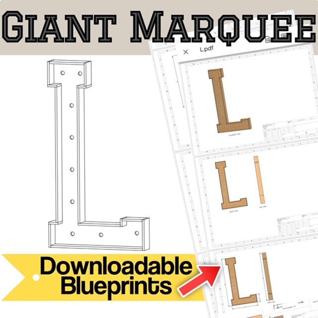 4ft - Letter L With Lights Build Plans - Digital Template for Wood ...
