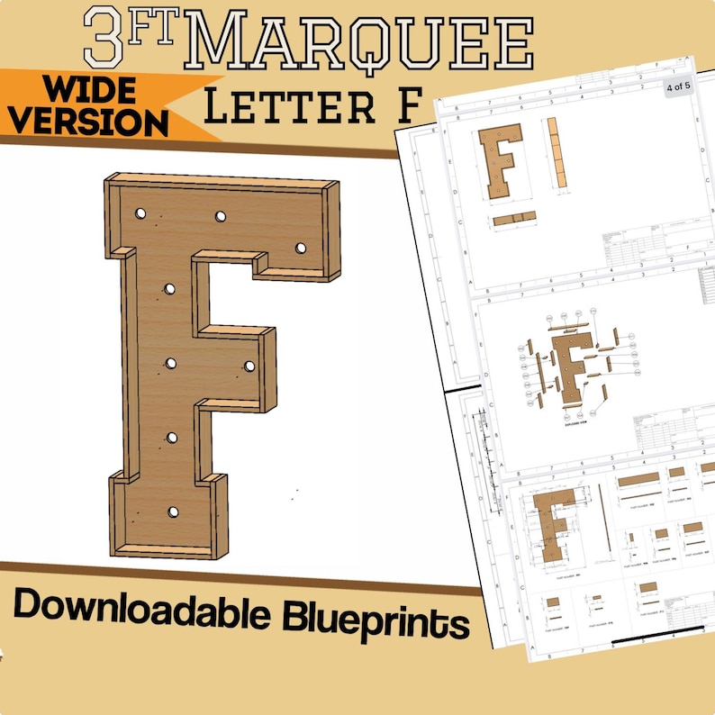 3ft Wide Version Letter F Build Plans & Blueprints - Etsy