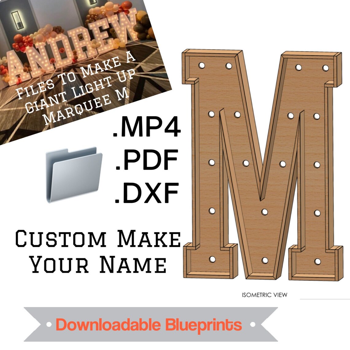 3ft Letter M Marquee Build Plans Digital Template for - Etsy