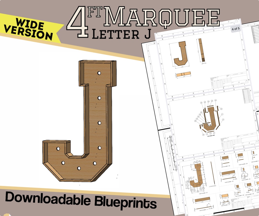 4ft Wide Version - Letter J - Build Plans & Blueprints - Digital ...