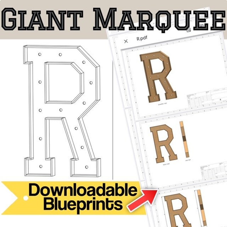 4ft Letter R Build Plans & Blueprints Digital Template for Wood/plastic ...