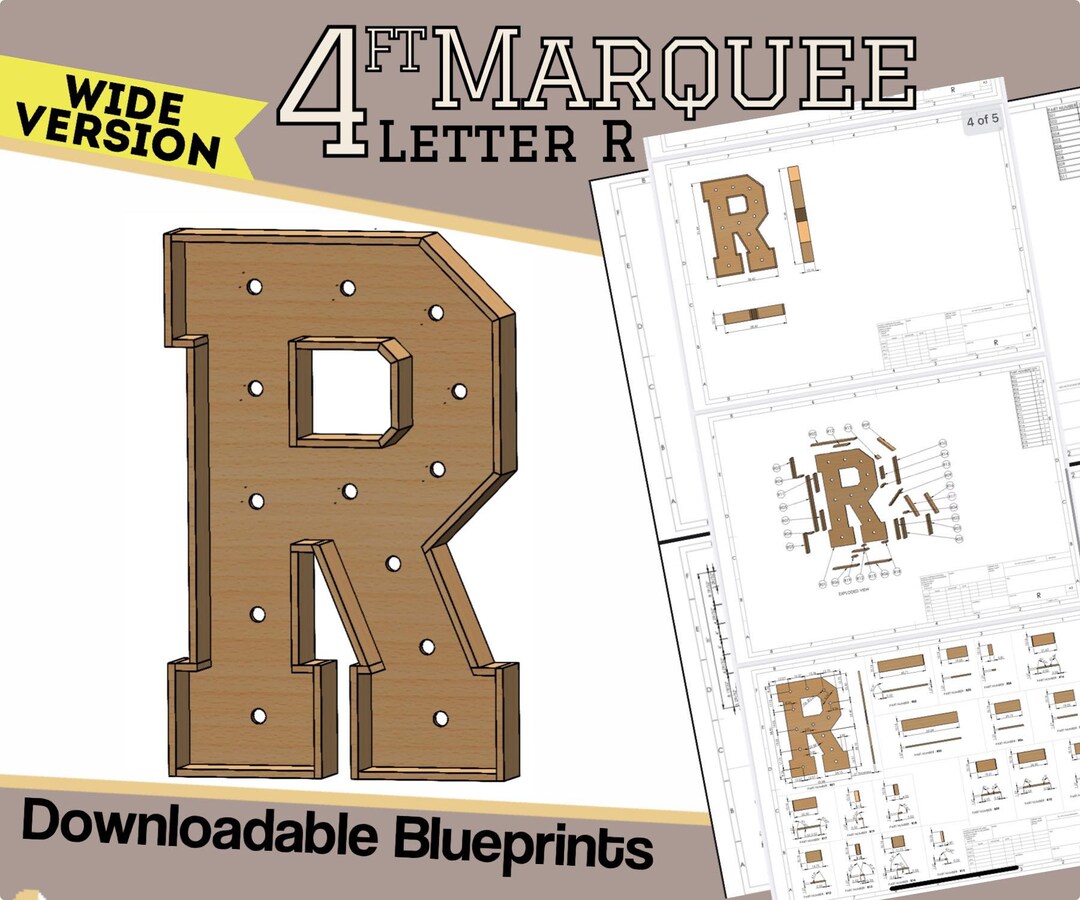 4ft Wide Ver - Letter R - Build Plans & Blueprints - Digital Template ...