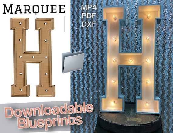 3ft Letter H Marquee Plans Digital Template for | Etsy