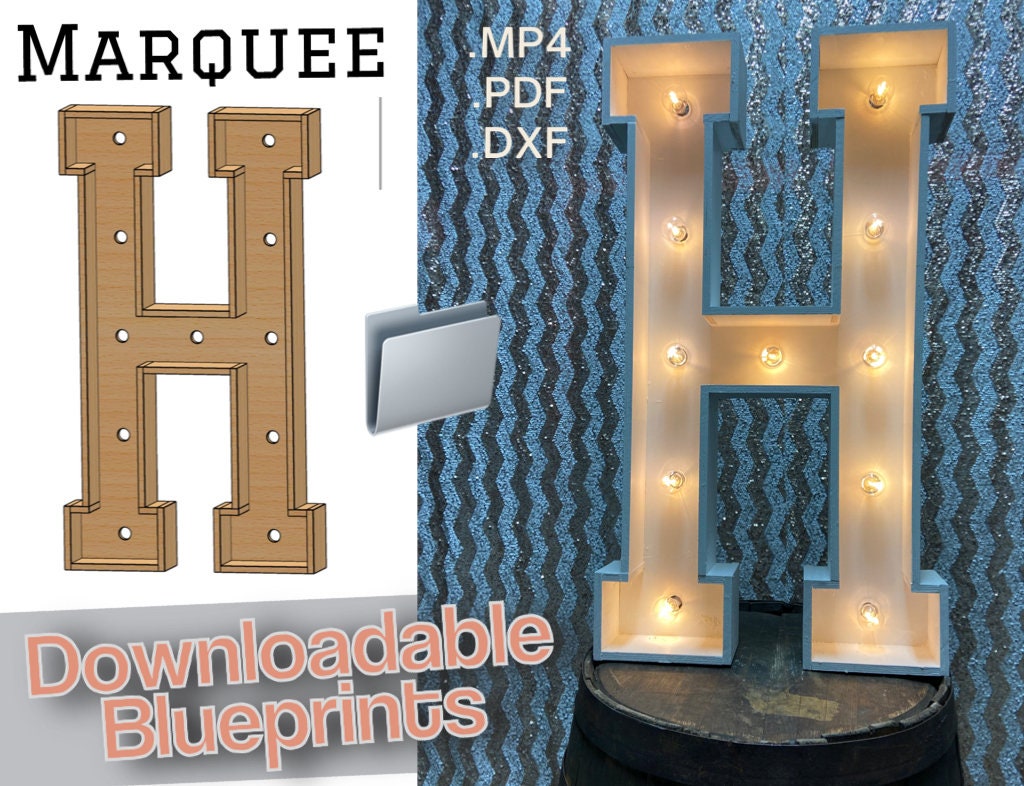 3ft - Letter H Marquee Plans - Digital Template for Wood/plastic/mdf ...