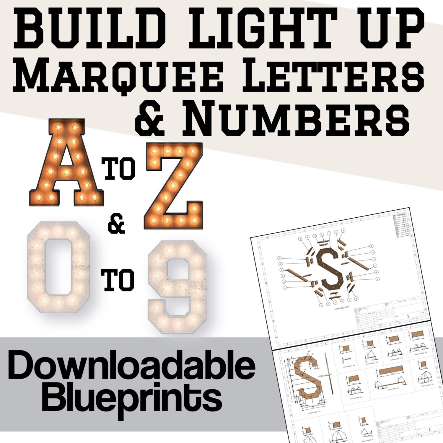 3ft Build Marquee Letters A Z 0 9 DIY Wood Working Plans Etsy Canada