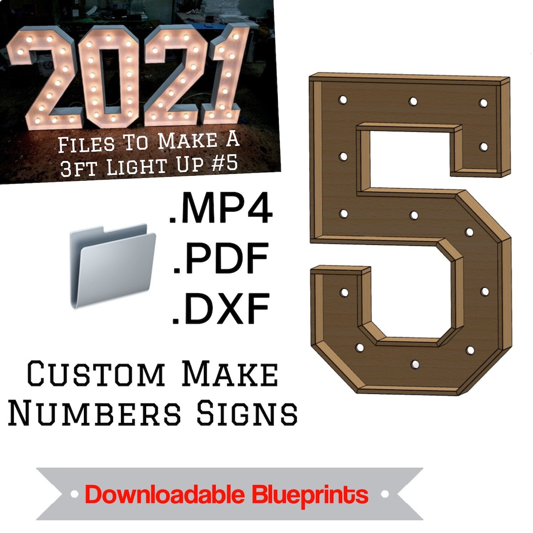 3ft - Number 5 - Marquee Build Plans & Blueprints - Digital Template ...