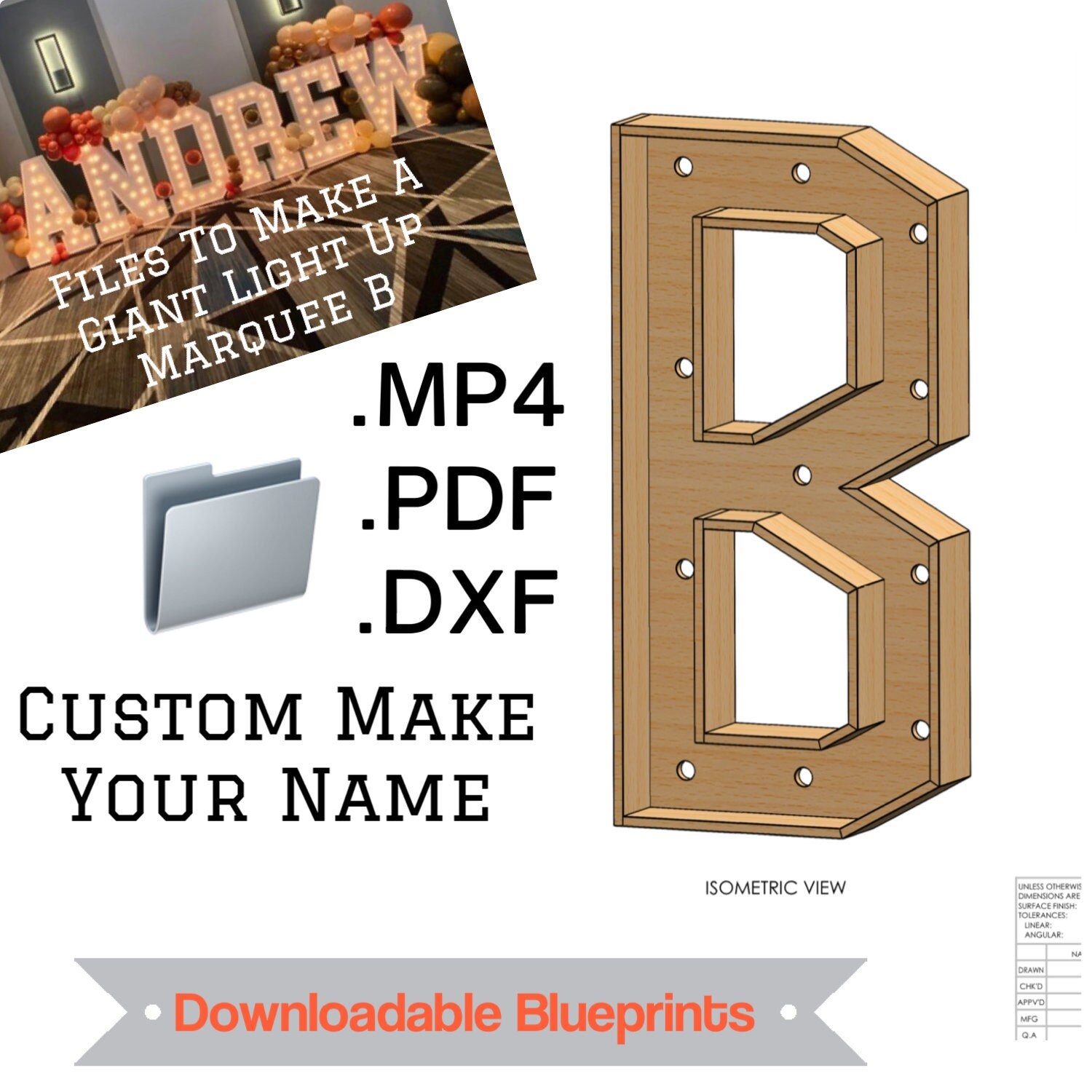 3ft Letter B Marquee Letter Build Plans Digital Template - Etsy