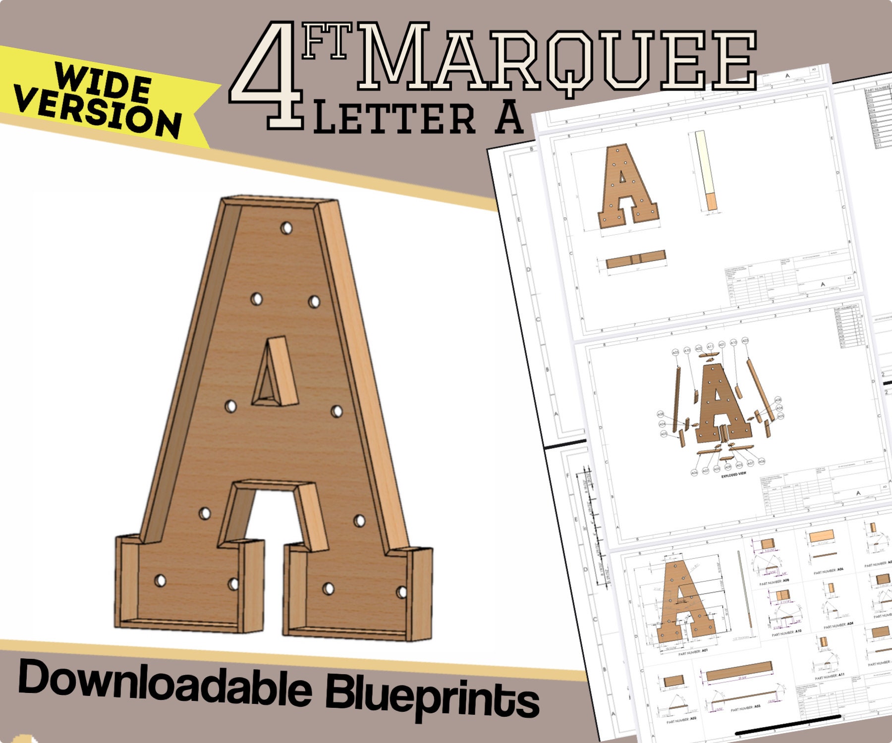 4ft Wide Version - Letter A - Build Plans & Blueprints - Digital ...