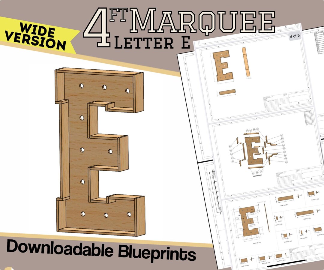 4ft Wide Version - Letter E Build Plans & Blueprints - Digital Template ...
