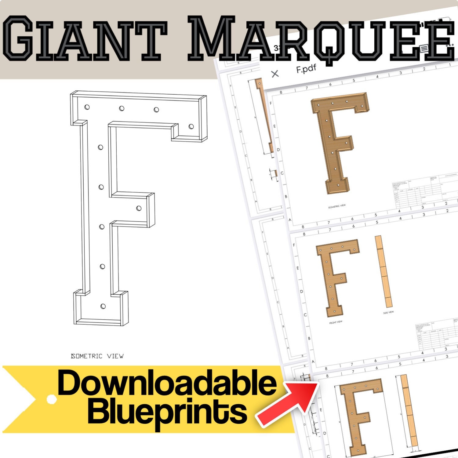 4ft - Letter F - Build Plans & Blueprints - Digital Template for Wood ...