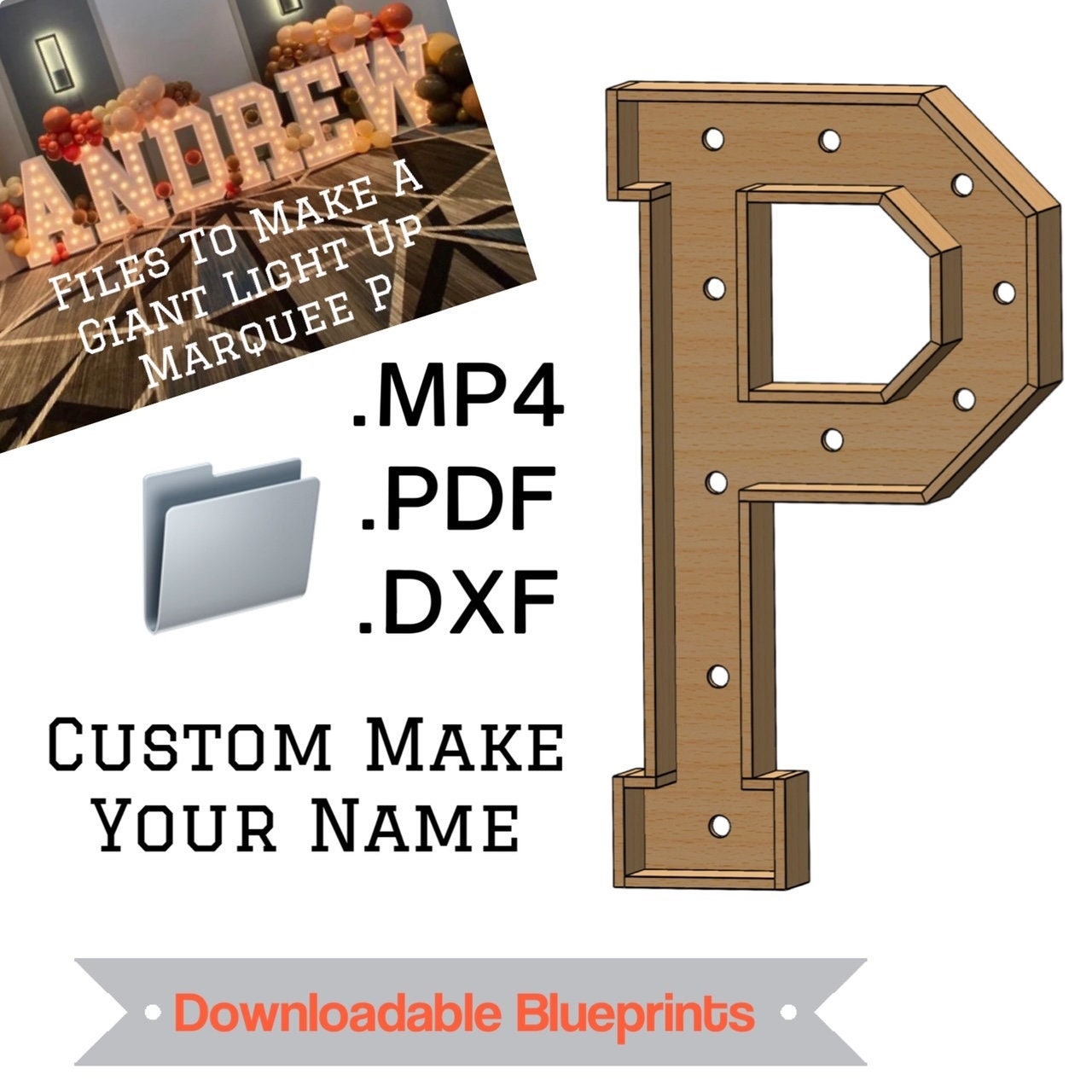 3ft Letter P Marquee Build Plans Digital Template for - Etsy