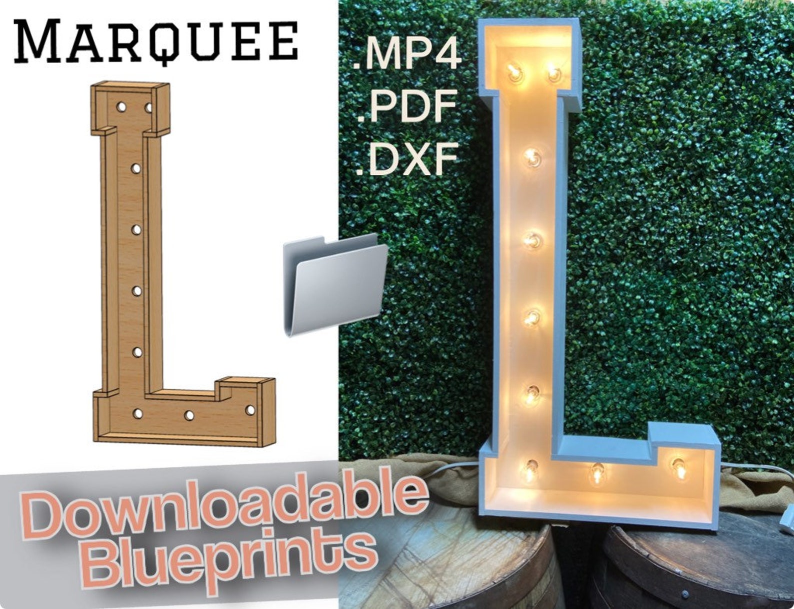 3ft Letter L Marquee Build Plans & Blueprints Digital - Etsy
