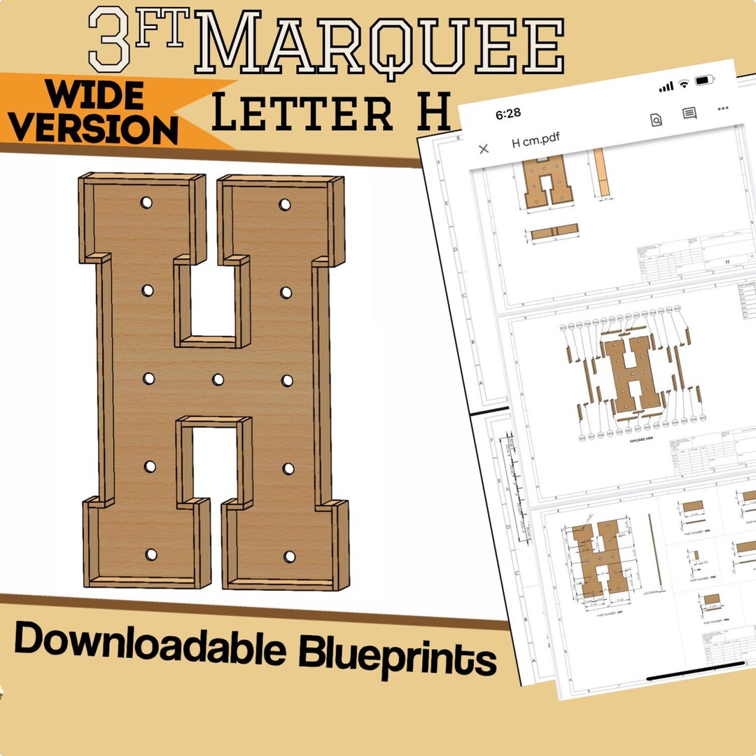 3ft Wide Version - Letter H - Build Plans & Blueprints - Digital ...