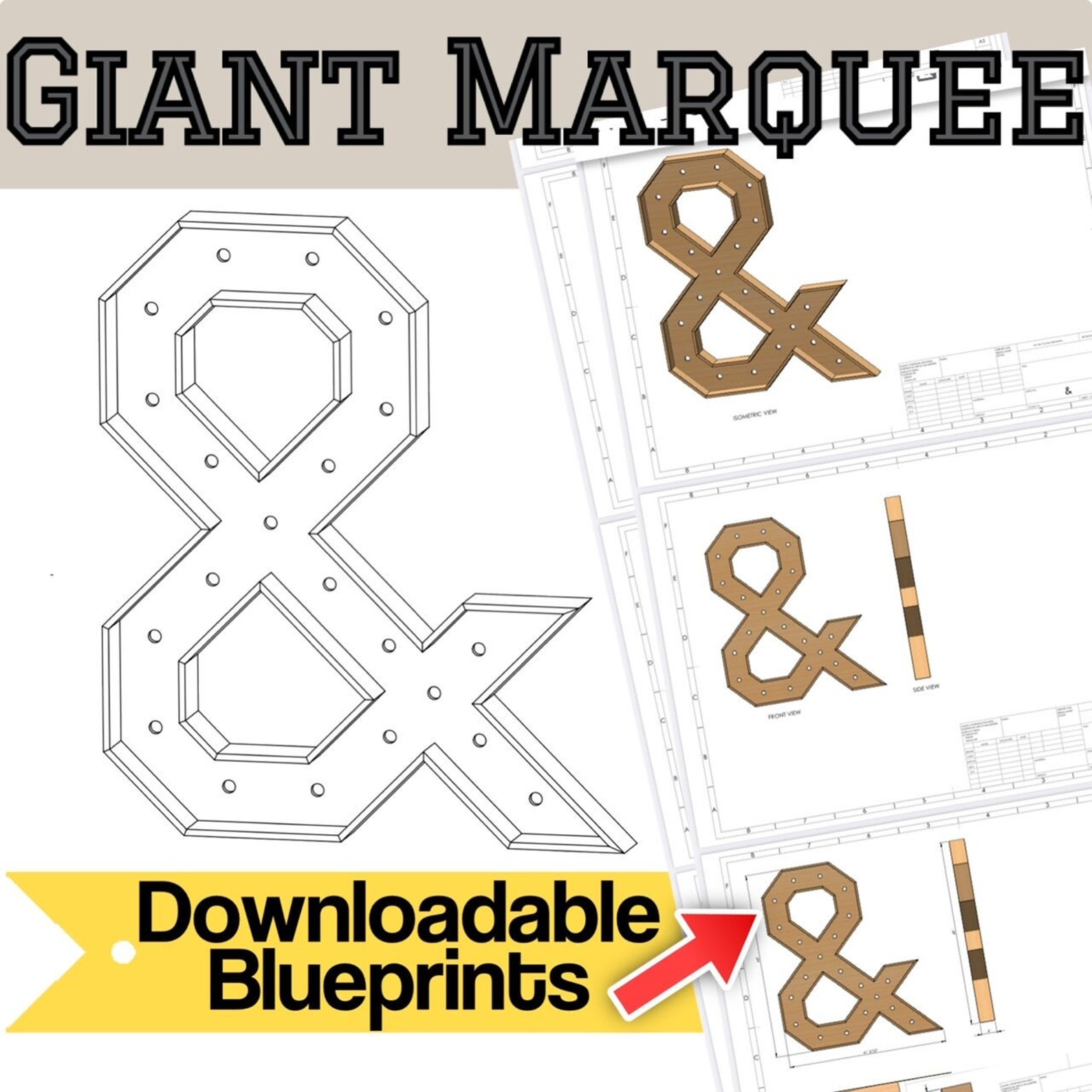 4ft - Marquee & Symbol - Build Plans and Blueprints - SVG / DXF / PDF ...