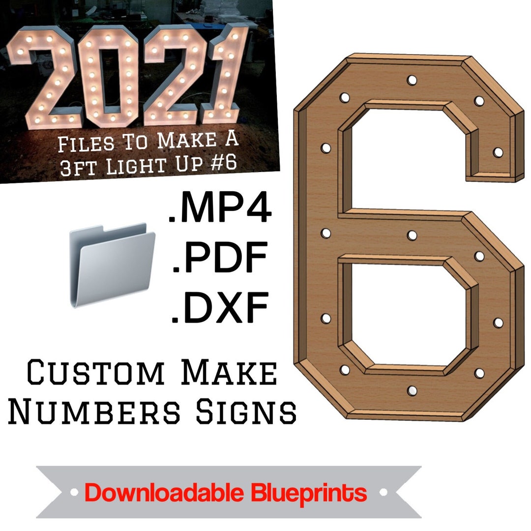 3ft - Number 6 - Marquee Build Plans & Blueprints - Digital Template ...