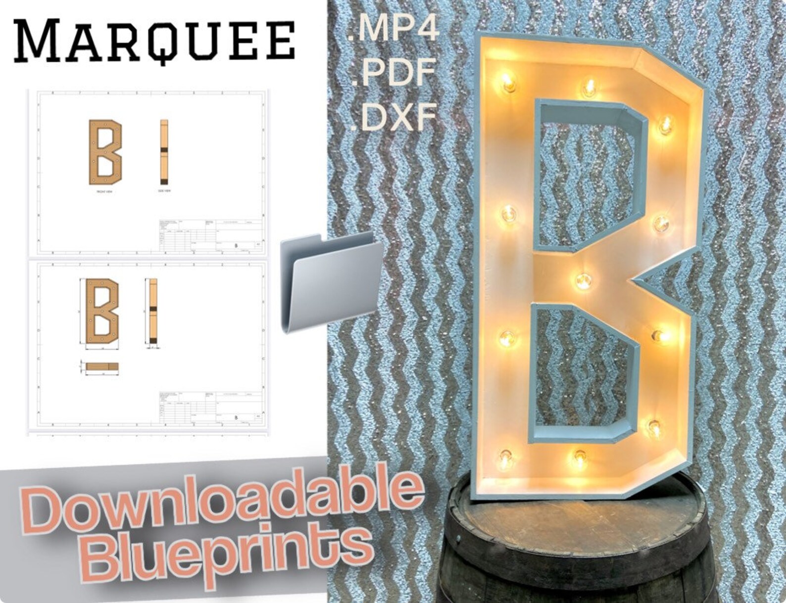 3ft Letter B Marquee Letter Build Plans Digital Template - Etsy Canada