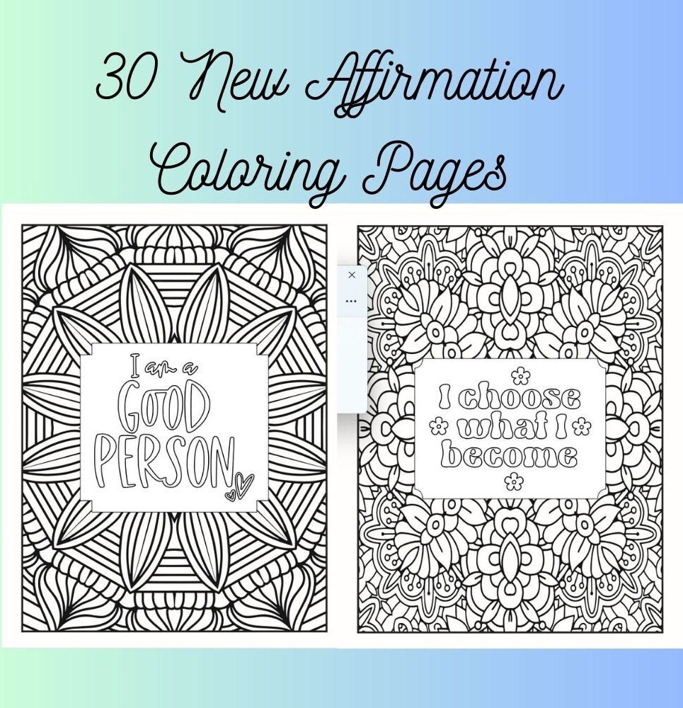 PRINTABLE 30 Affirmation Coloring Pages, Mandala Coloring Page ...
