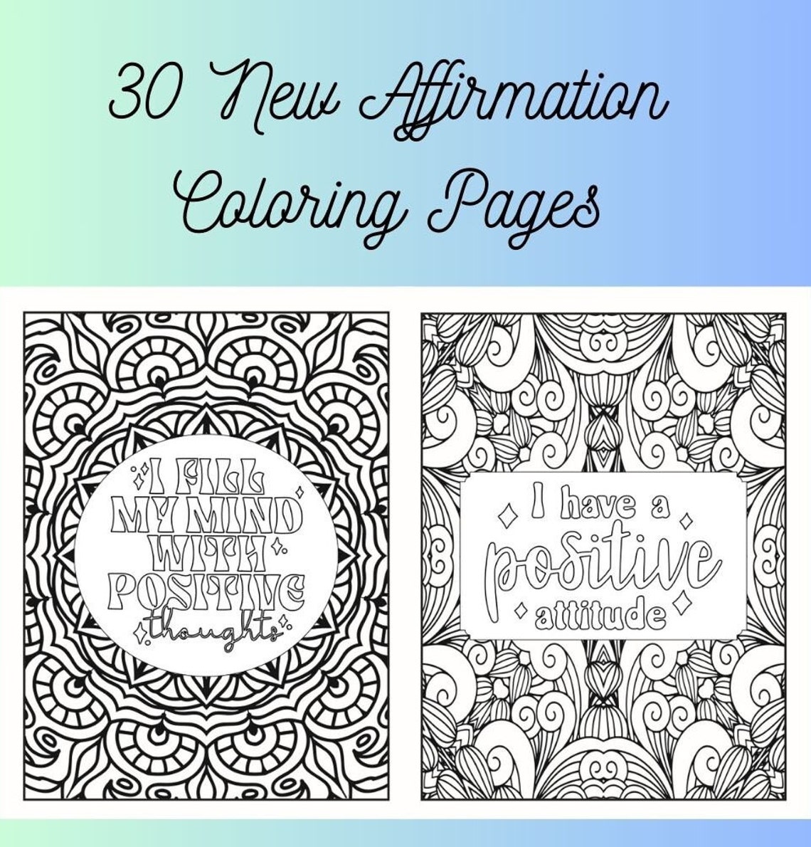 PRINTABLE 30 Affirmation Coloring Pages, Mandala Coloring Page ...
