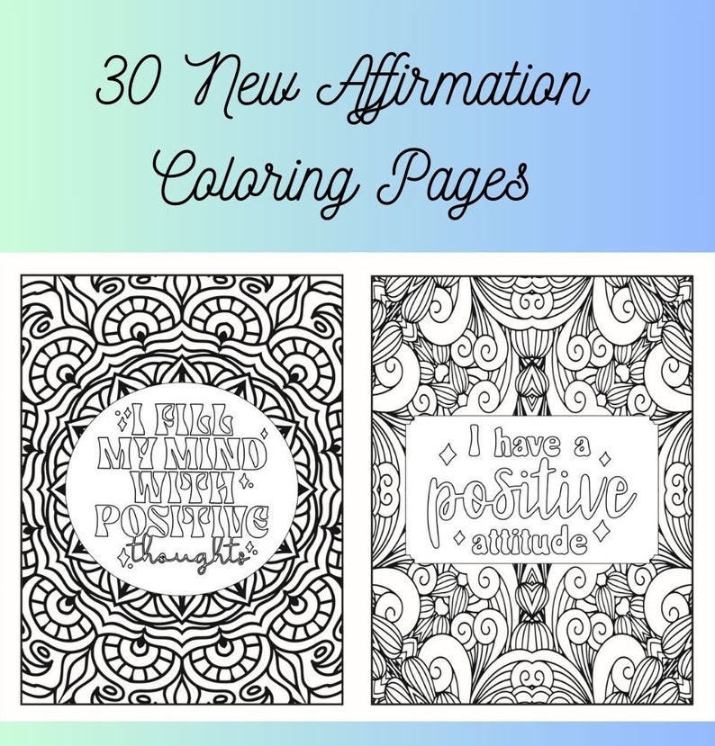 PRINTABLE 30 Affirmation Coloring Pages, Mandala Coloring Page ...