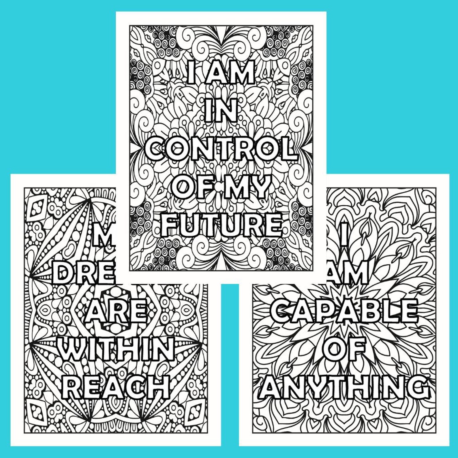 PRINTABLE 40 Affirmation Coloring Pages, Mandala Coloring Page ...