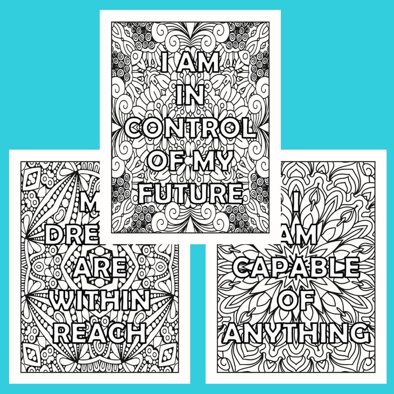 PRINTABLE 40 Affirmation Coloring Pages, Mandala Coloring Page ...