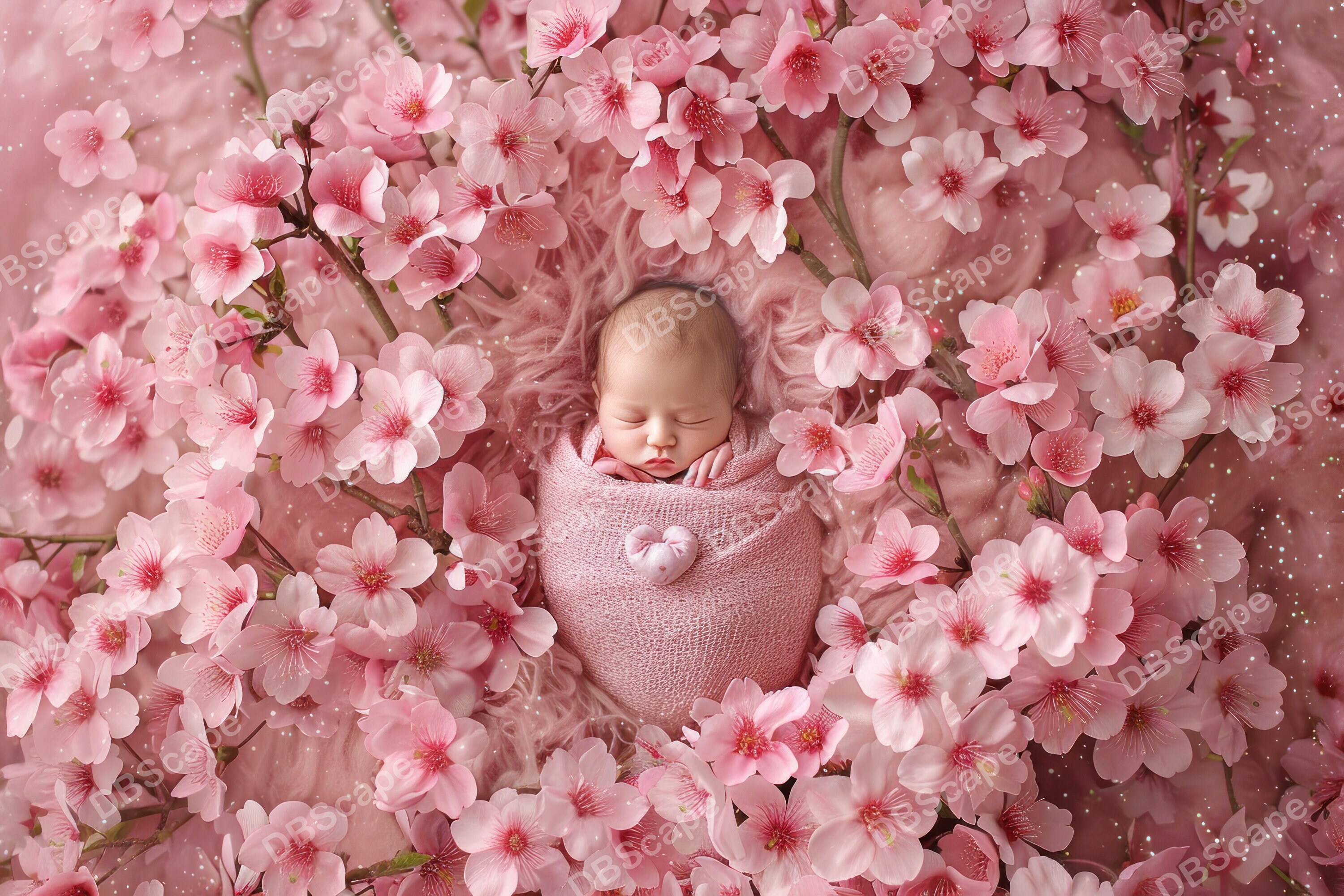 Magical Cherry Blossoms Baby Photo Backdrop, Backdrop Flowers, Digital ...