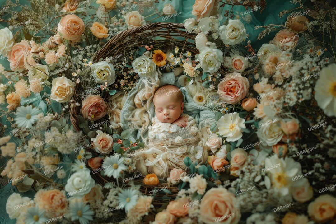 Newborn Digital Backdrops Wildflowers. Newborn Baby Composite, Photo ...
