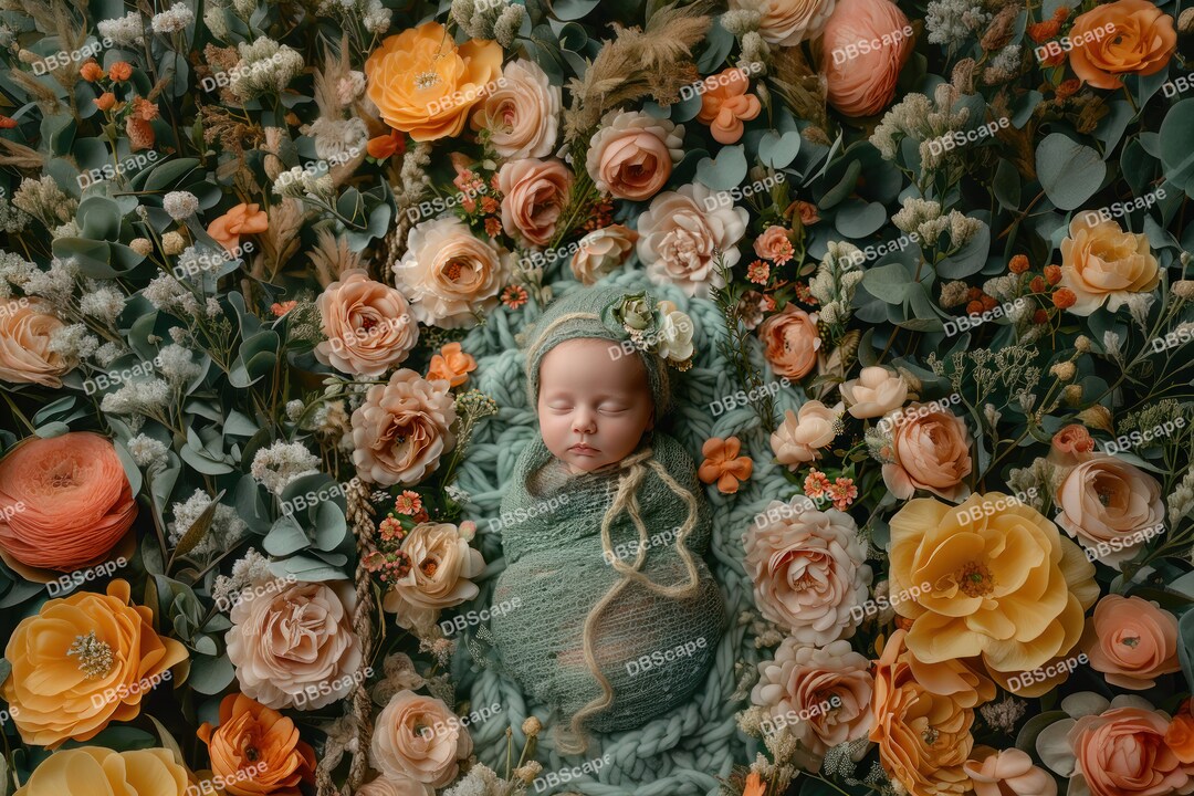Digital Backdrop Newborn Flower, Newborn Overlay Spring Blossom Field ...