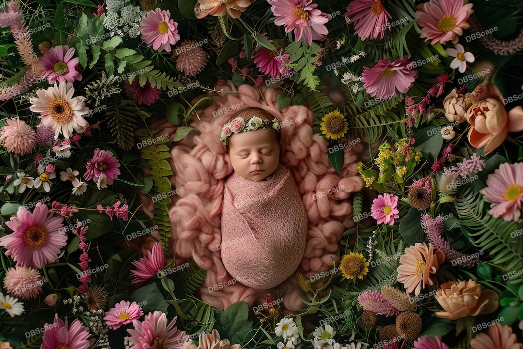 Newborn Digital Backdrops Wildflowers. Newborn Baby Composite, Photo ...
