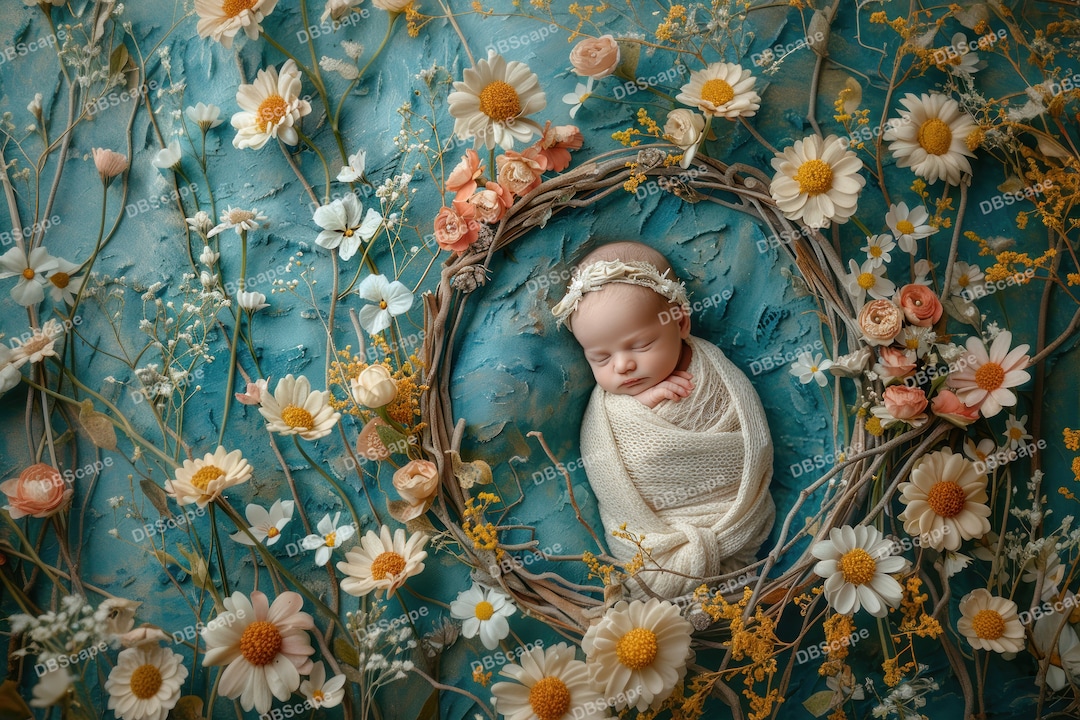 Digital Backdrop Newborn Floral Backdrop, Baby Magical Forest Nest ...
