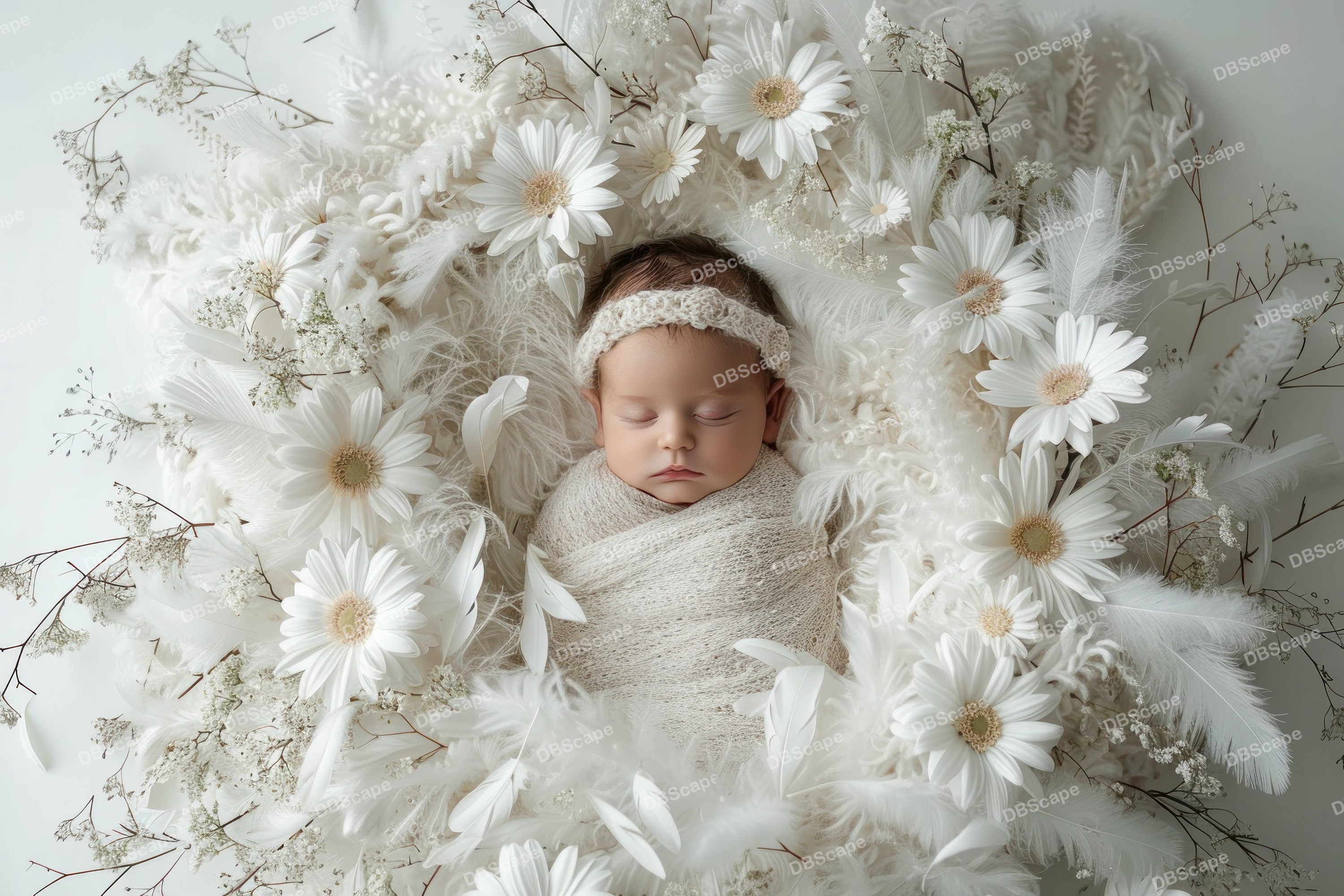 Newborn Digital Backdrop White Flower. Spring Floral Composite Digital ...