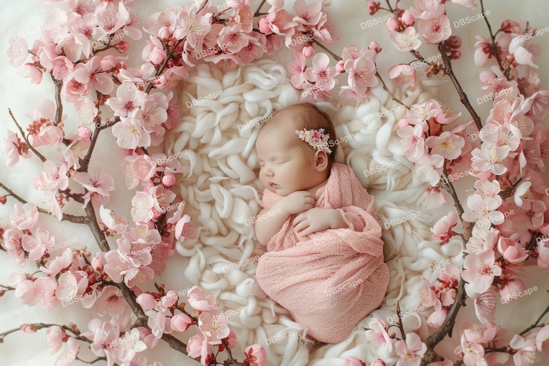Magical Cherry Blossom Baby Photo Backdrop, Enchanting Newborn ...
