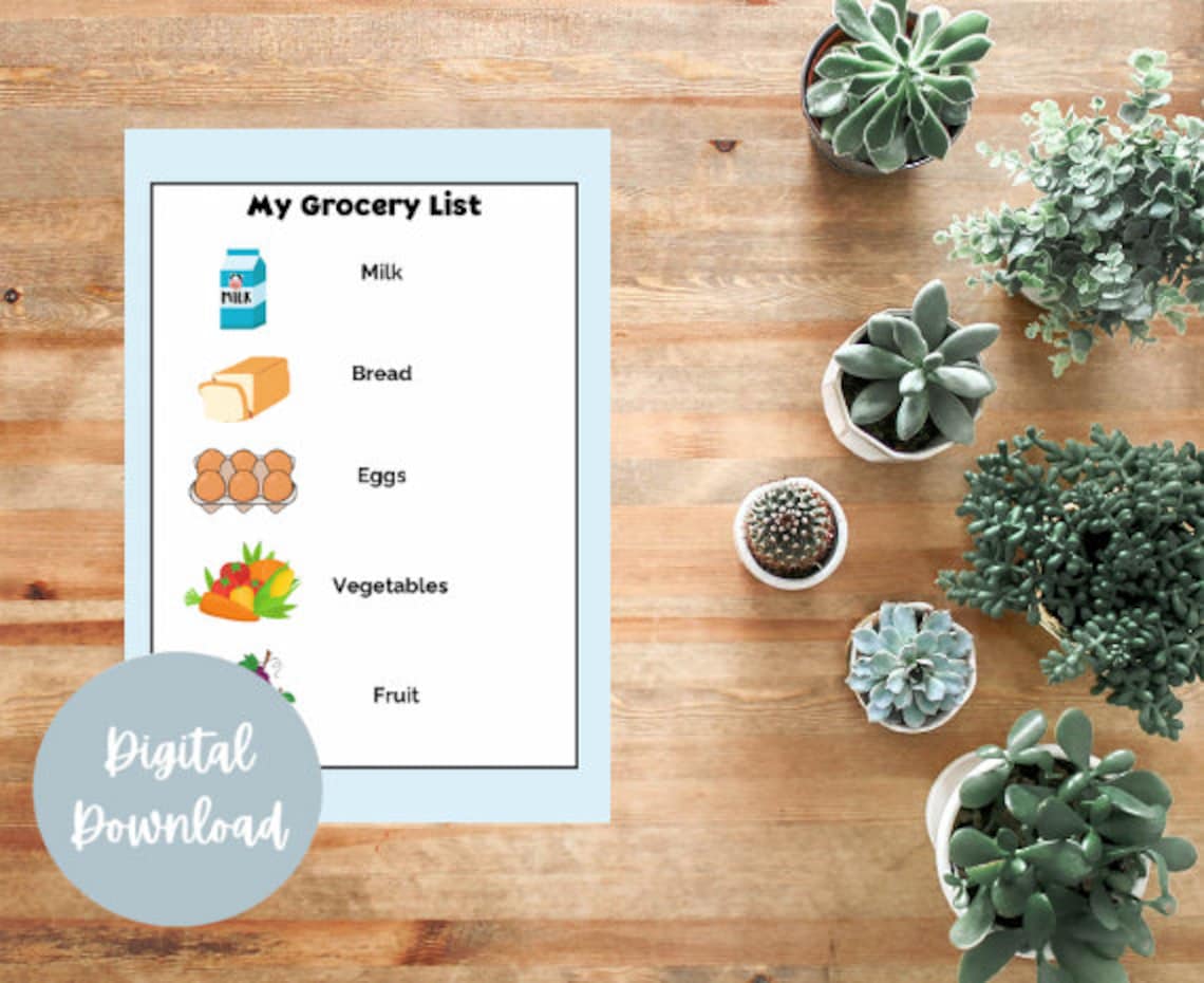 Printable Visual Grocery List for Early Leaners Mommy's Helper ...