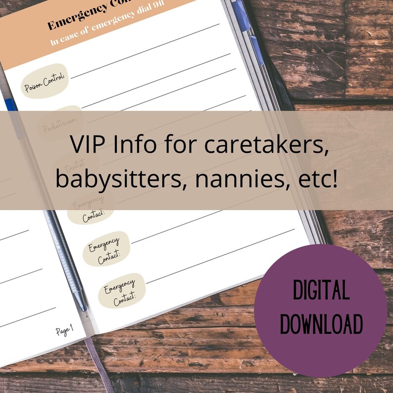 Printable Babysitter Log Caretaker Notes Emergency Information Nap ...