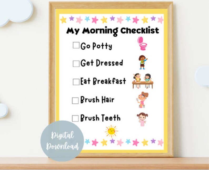 Preschooler Morning & Bedtime Routine Chart, Montessori Checklist ...
