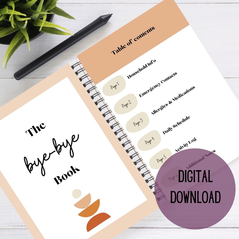 Printable Babysitter Log Caretaker Notes Emergency Information Nap ...