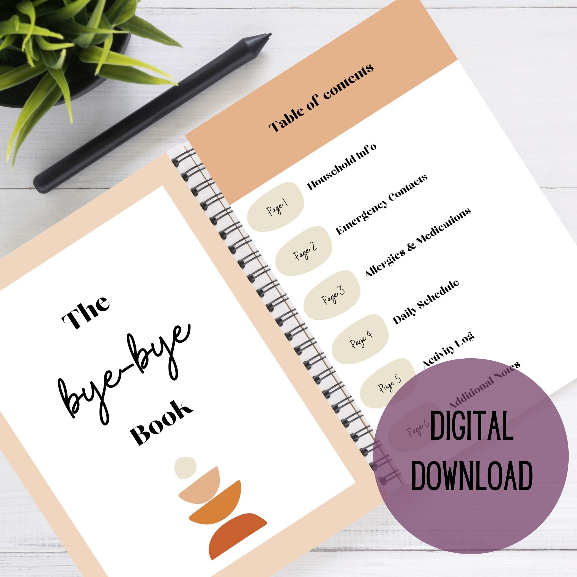 Printable Babysitter Log Caretaker Notes Emergency Information Nap ...