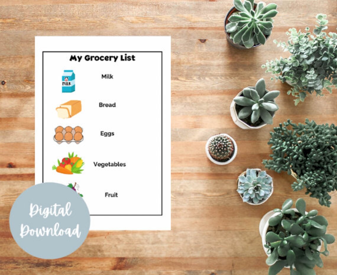Printable Visual Grocery List for Early Leaners Mommy's Helper ...