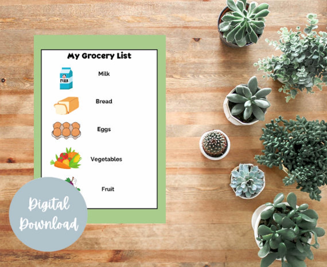 Printable Visual Grocery List for Early Leaners Mommy's Helper ...