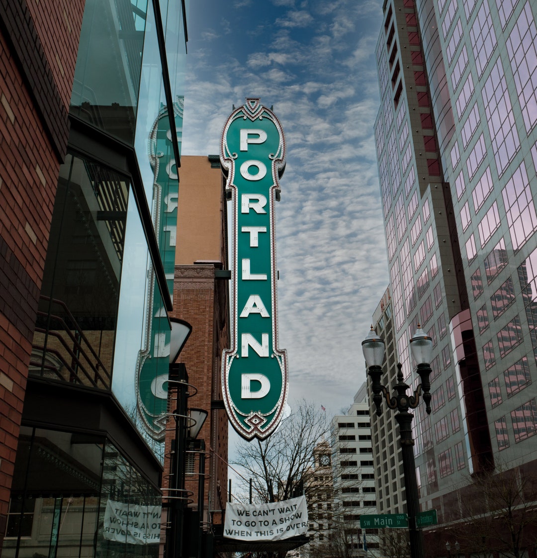 Portland Sign in Front of the Iconic Arlene Schnitzer Concert Hall in ...