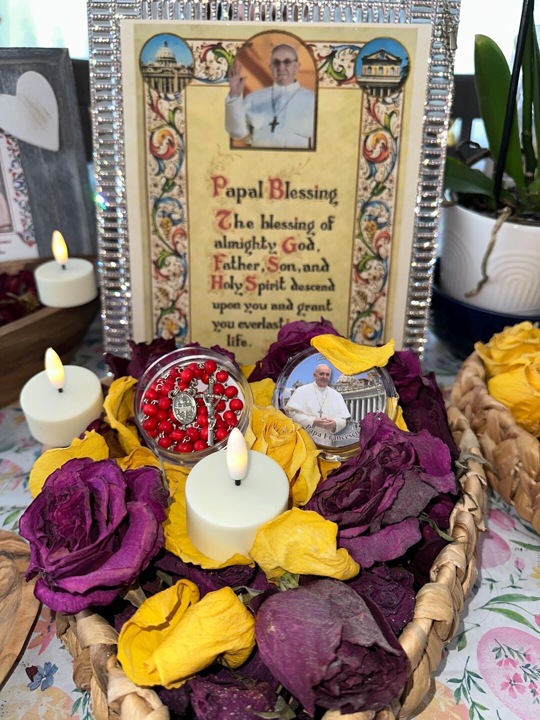 Pope St Francis Miraculous Rosary Blessed Miracle Prayer Card Papal ...