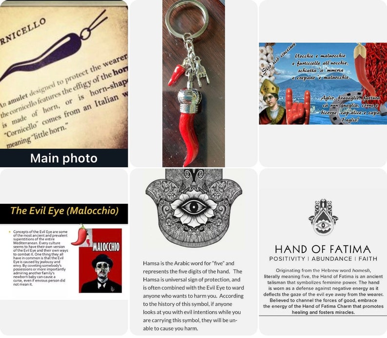 Italian Cornicello Mano Cornuta Amulet Trio Keychain Malocchiou ...
