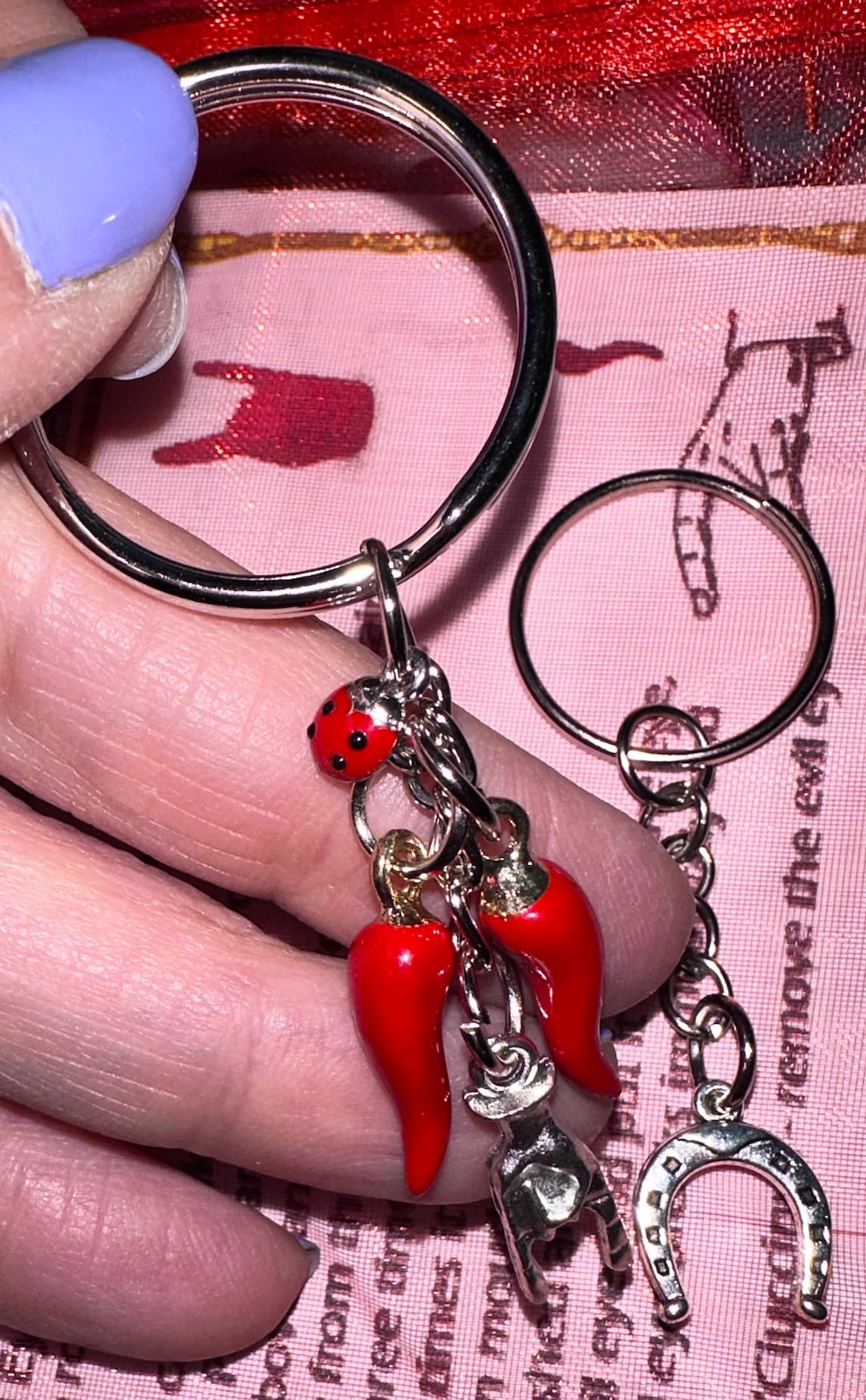 Italian Cornicello Mano Cornuta Hamsa Amulet Trio Keychain Malocchio ...